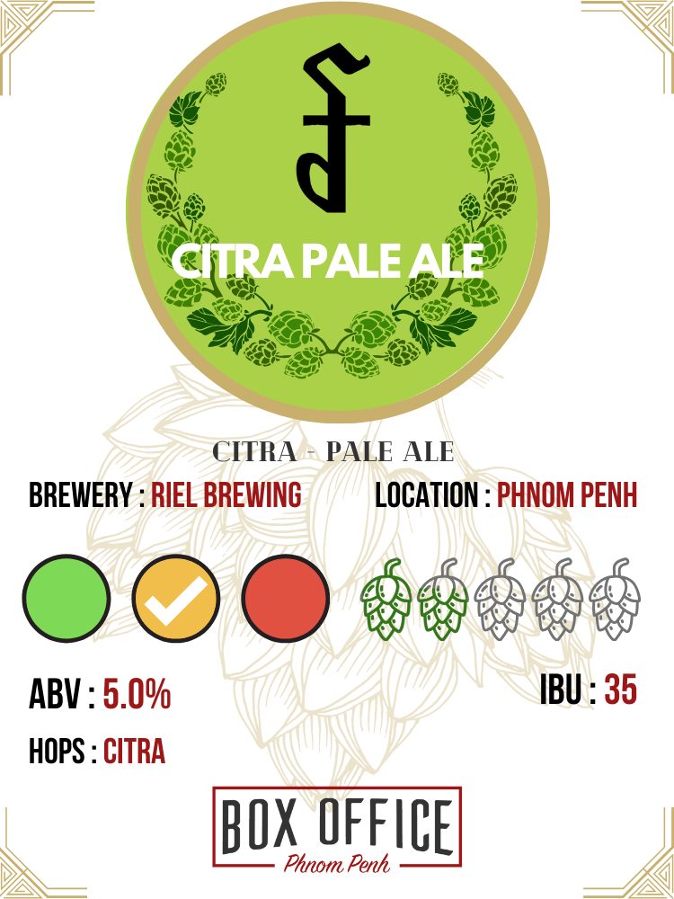 RIEL BREWING - CITRA - PALE ALE - The Box Office Phnom Penh