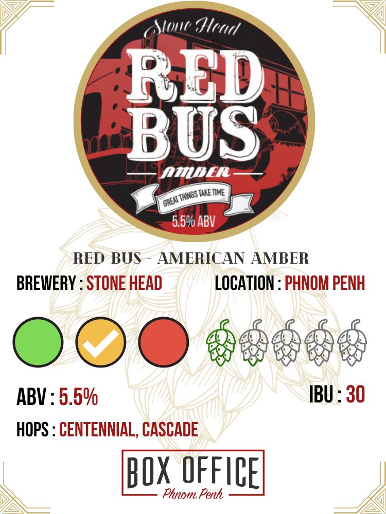 STONEHEAD BREWING - RED BUS AMERICAN AMBER - The Box Office Phnom Penh